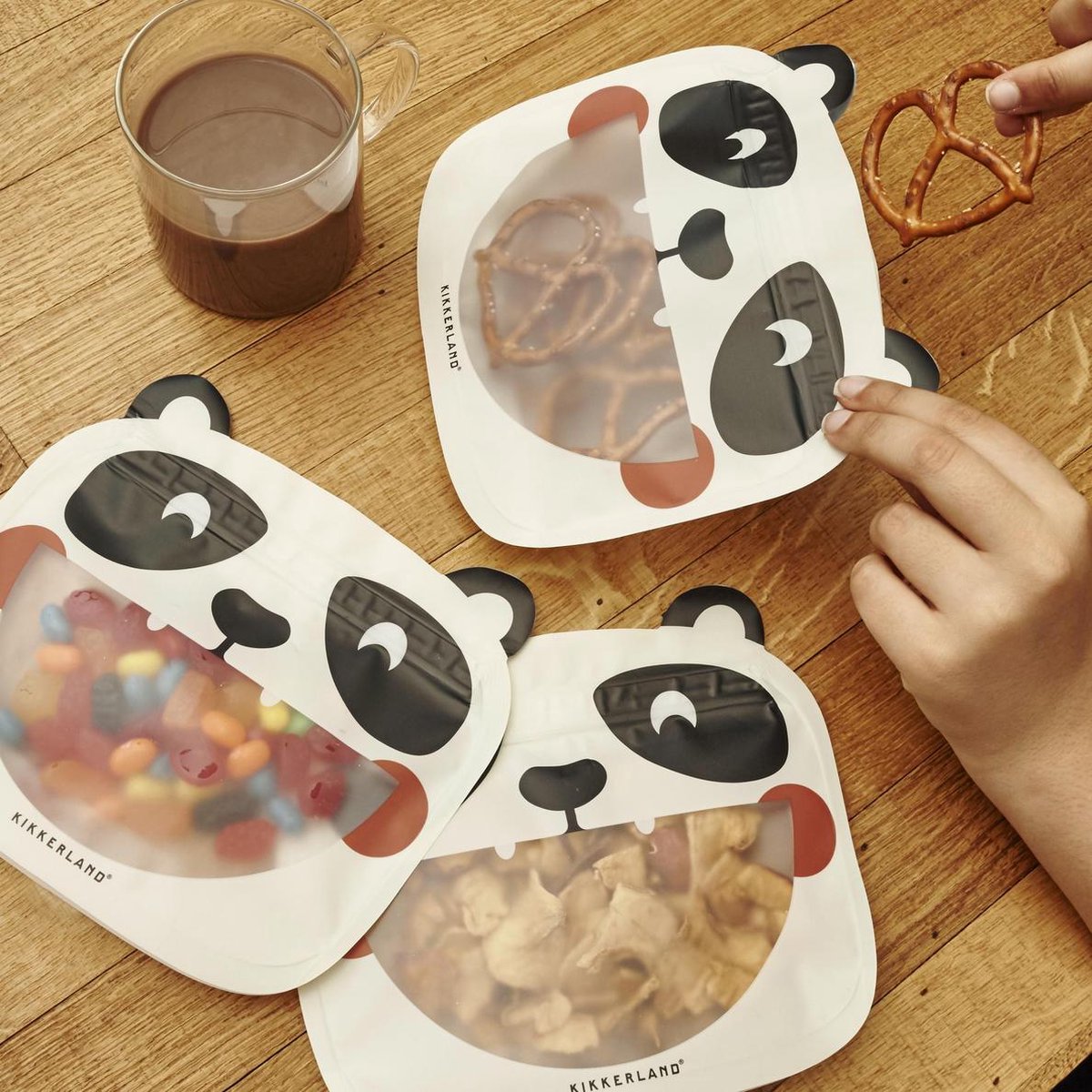 Kikkerland Herbruikbare zipper zakjes - Panda design - Duurzaam en ...