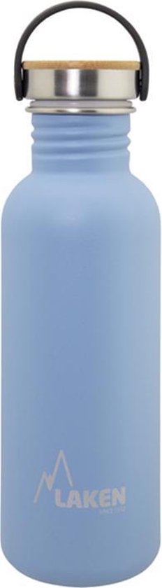 RVS fles 0,75L Basic Steel Bottle Lichtblauw - Bamboo Cap - Laken ...