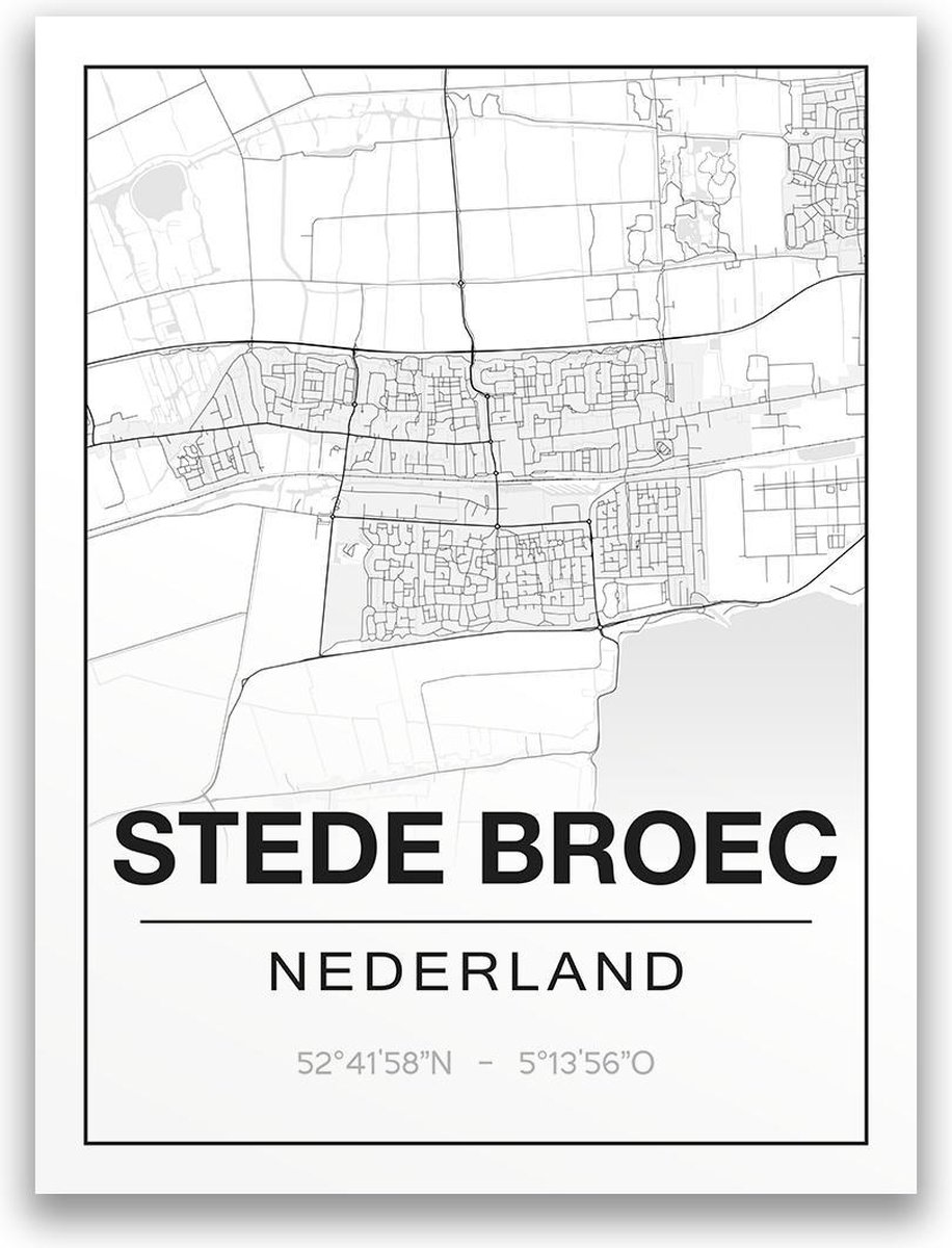 Poster/plattegrond STEDE-BROEC-NEDERLAND - 30x40cm | bol.com