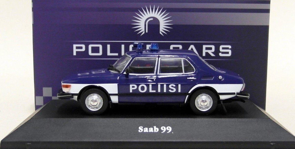 SAAB 99 - Poliiti - Blauw - 1:43 - Atlas - Modelauto - Schaalmodel ...