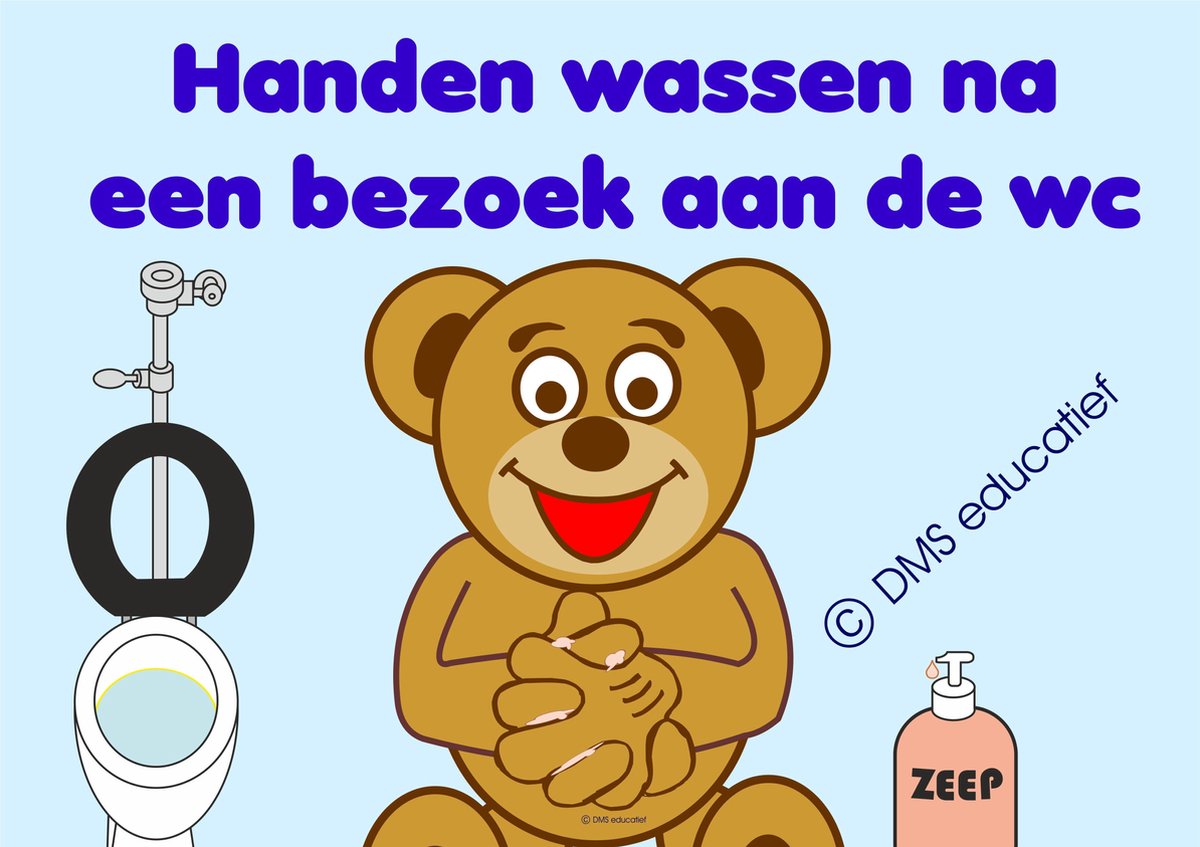 Poster 'handen wassen' in wissellijst | bol