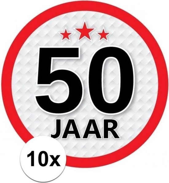 10x 50 Jaar leeftijd stickers rond 15 cm - 50 jaar verjaardag/jubileum ...