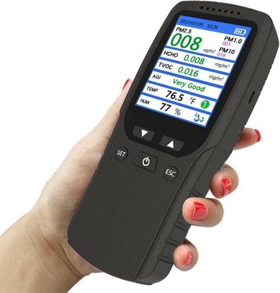 8 in 1 Luchtkwaliteit meter PM1.0 PM2.5 PM10 Monitor TVOC HCHO ...