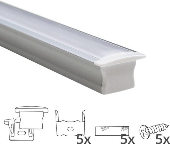 Led strip profiel inbouw 2m - 15 mm hoog - incl. afdekkap - Led profiel ...