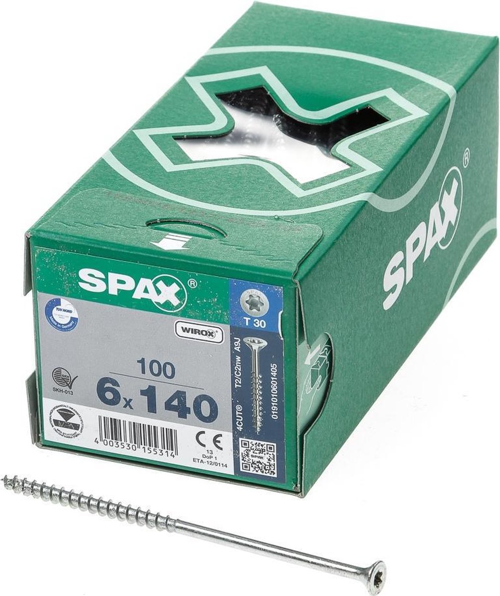 Spax Spaanplaatschroef Verzinkt Torx 6.0 x 140 - 100 stuks | bol.com