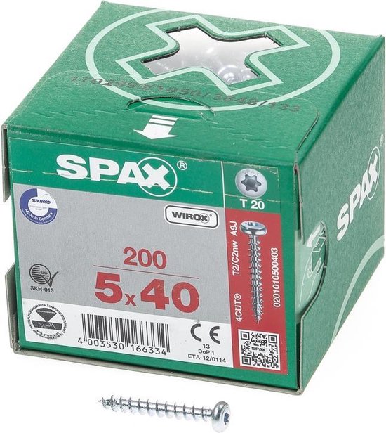 Spax Spaanplaat CK Verzinkt Torx 5.0 x 40 - 200 stuks | bol