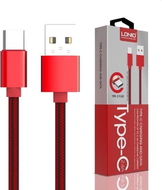 LDNIO LS60 Rood USB Data en laad kabel Type-C USB Cable | bol.com