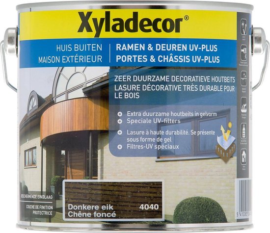 Xyladecor Ramen & Deuren Uv-Plus - Decoratieve Houtbeits - Donkere Eik - 2.5L | bol.com