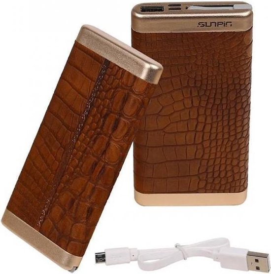 Sunpin powerbank krokodillen bruin 10000 mAh | bol.com