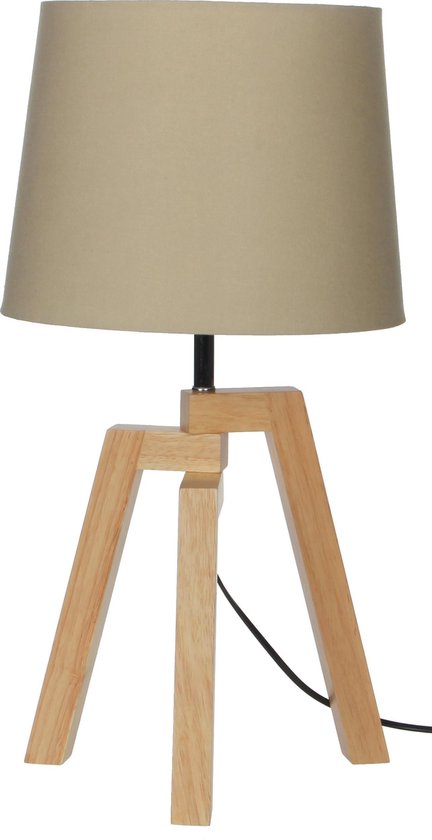 Mica Decorations - Montreal bureaulamp hout creme - l30xb30xh57cm | bol