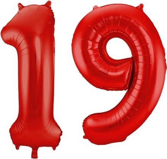 Cijfer 19 Rood Helium 86 cm | bol.com