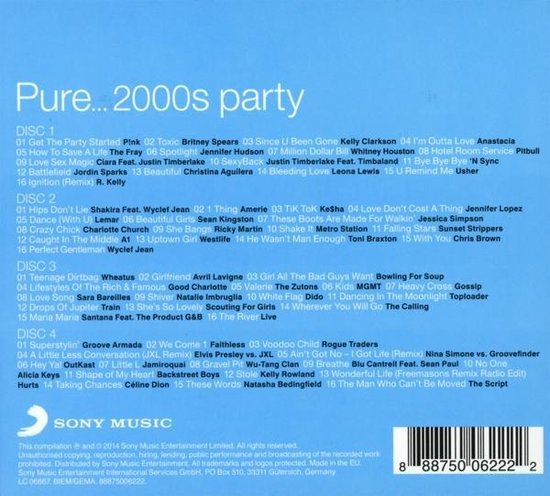 Sony Music Pure... 2000s Party - 4-CD compilatie met 64 pop nummers | bol