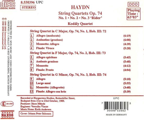 String Quartets Opus 74,1-4, J. Haydn | CD (album) | Muziek | bol.com