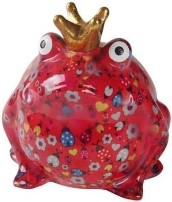 XL spaarpot kikker rood met bloemen 28 cm | bol