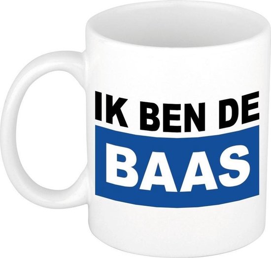Ik ben de baas mok / beker - blauw - 300 ml - keramiek - heren | bol.com