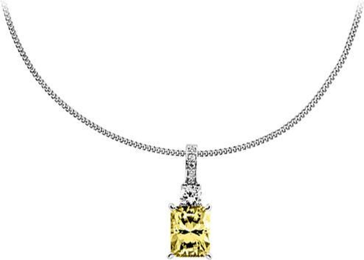 Diamonfire - Zilveren collier met hanger 45 cm - Iconic Yellow ...