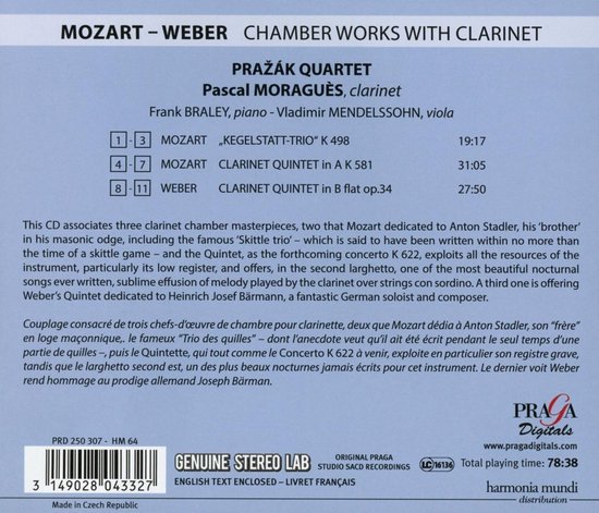 Wolfgang Amadeus Mozart: Clarinet Quintet, K581..., Prazak Quartet ...