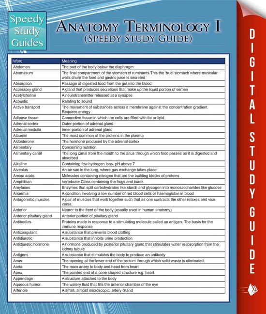 Advanced Edition - Anatomy Terminology I (Speedy Study Guide) (ebook ...