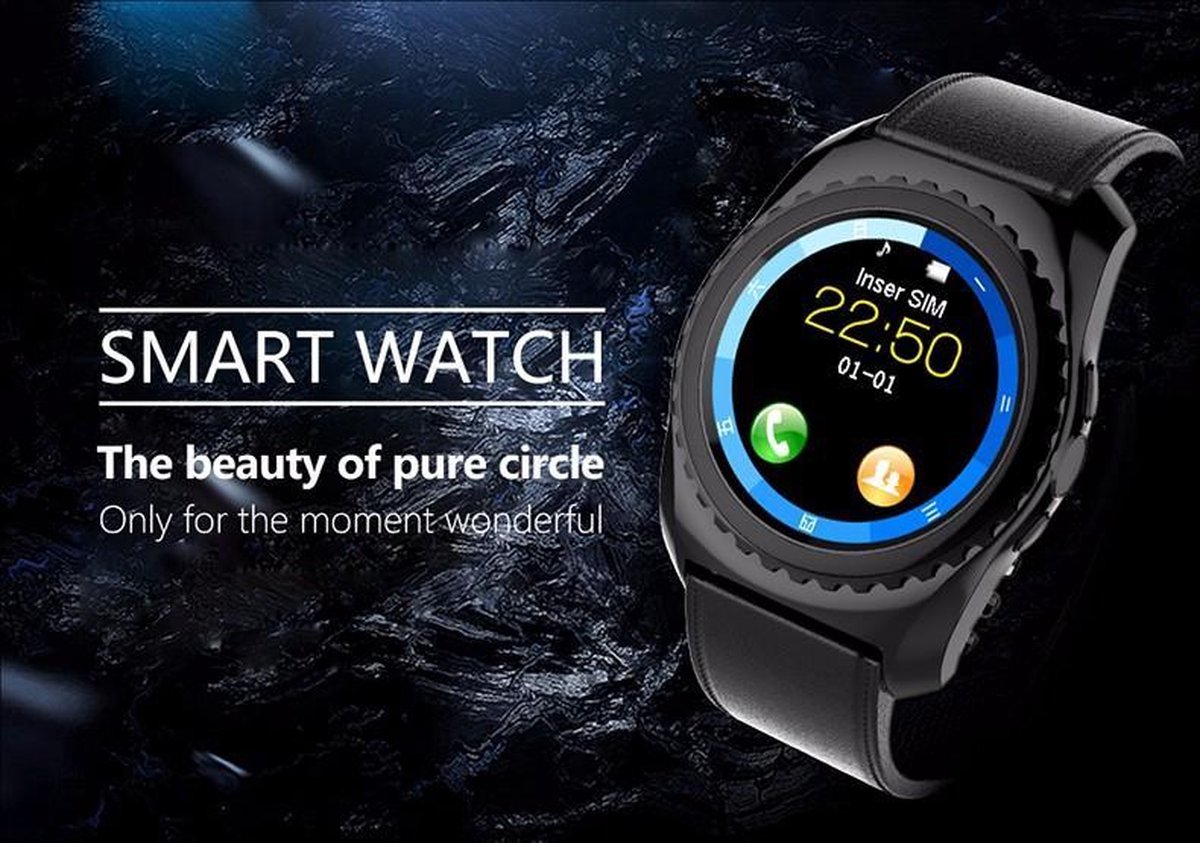 Trendy bluetooth smartwatch rond zwart Android | bol.com