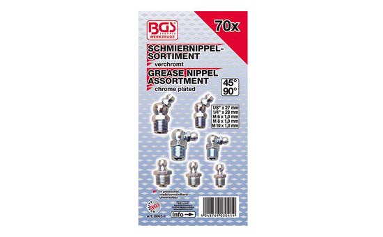 Smeernippel assortiment, 70 delig, BGS 8065-1 | bol