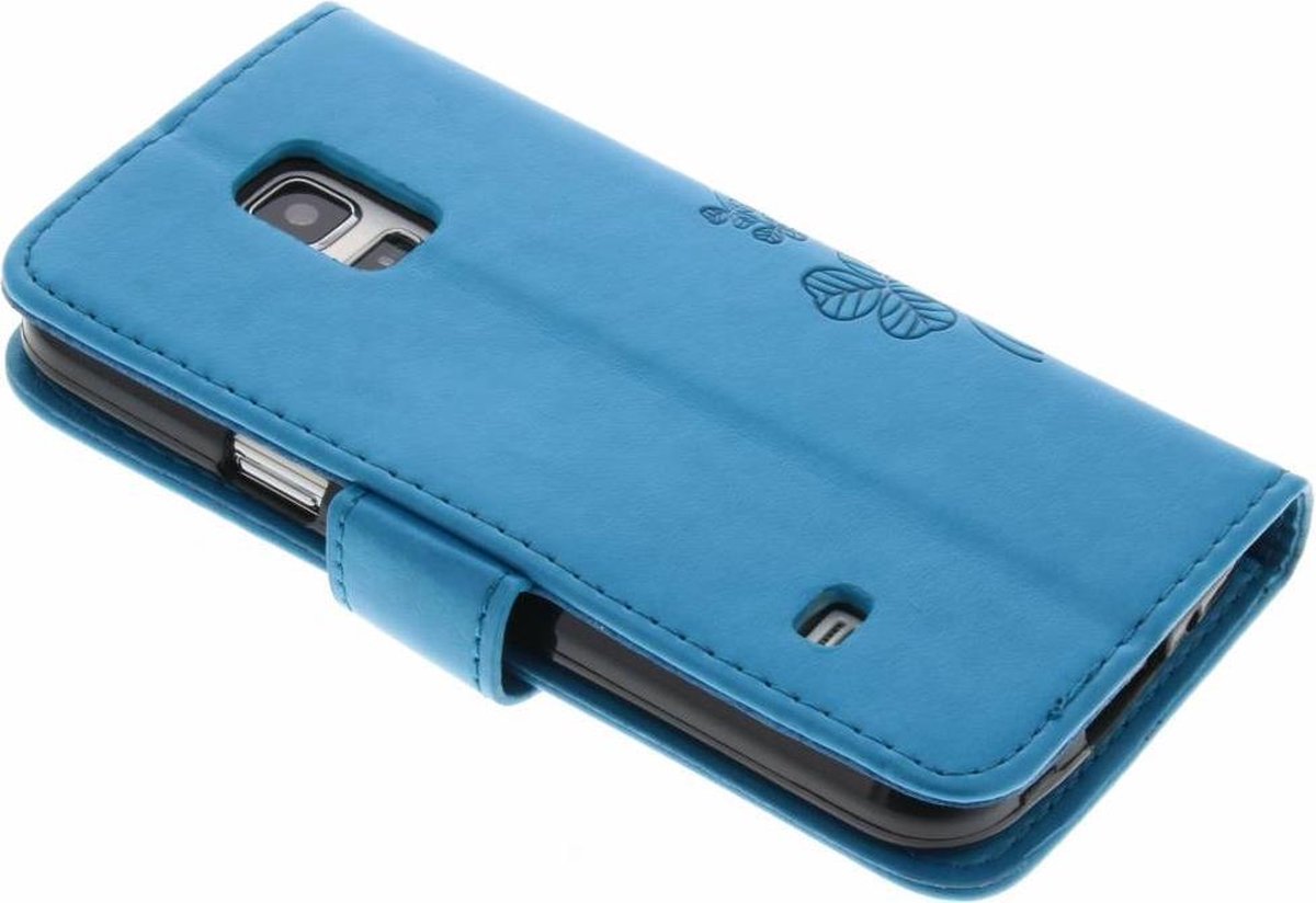 Klavertje Bloemen Booktype Samsung Galaxy S5 Mini hoesje - Turquoise ...