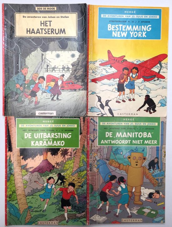 Jo, Suus en Jokko Stripboeken - Set bestaande uit 4 Albums, Hergé ...