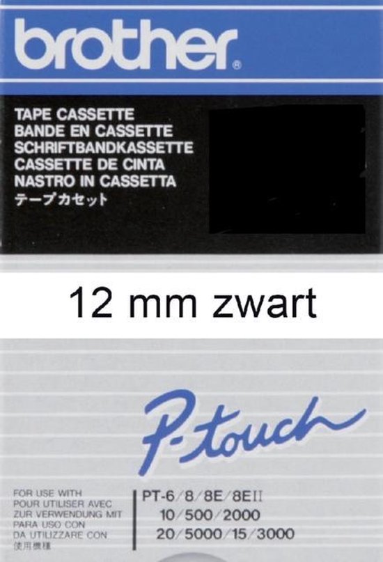Labeltape brother tc-201 12 mm x 8 m wit / zwart | bol.com