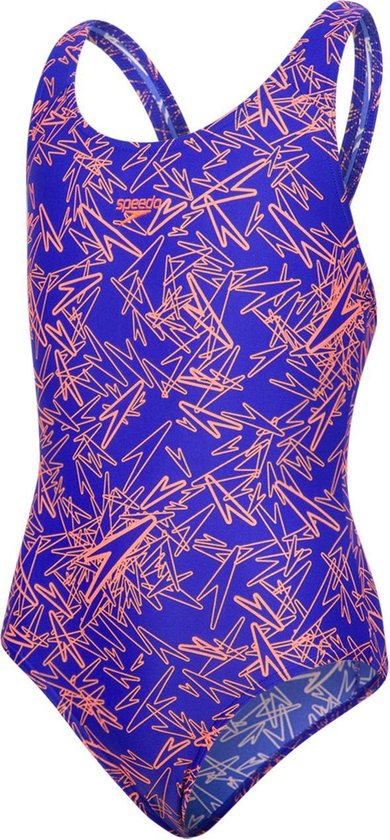 speedo Boom Allover Splashback Badpak Kinderen oranje/violet Kindermaat ...