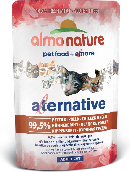 Almo Nature Alternative Cat Natvoer - Kippenborst - 24 x 55 gram | bol.com