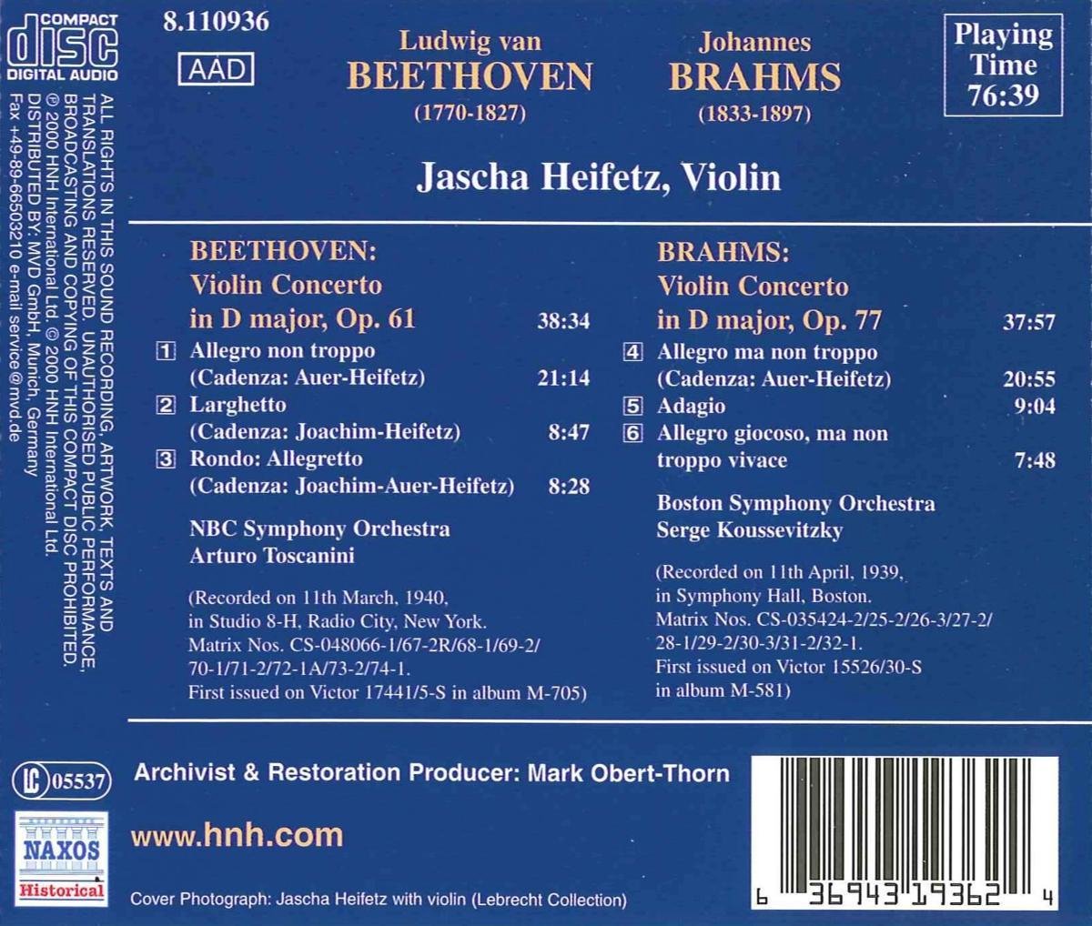 Jascha Heifetz - Violin Concertos (CD), Goosens | Muziek | bol.com