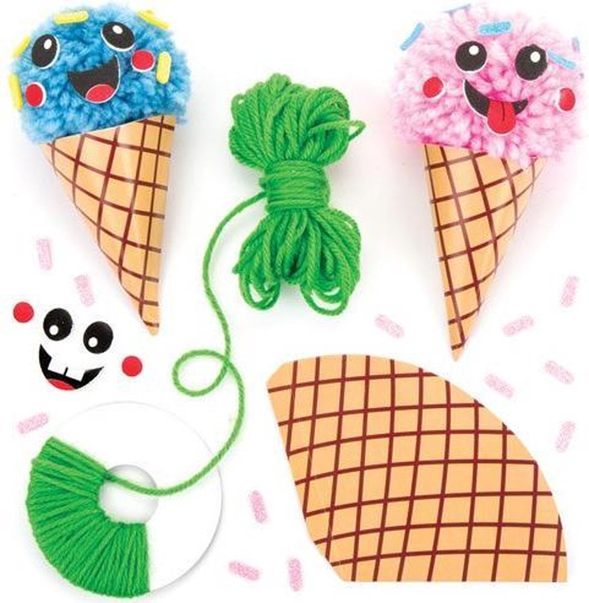 Sets met ijsje met pompon die kinderen kunnen maken, versieren en ...