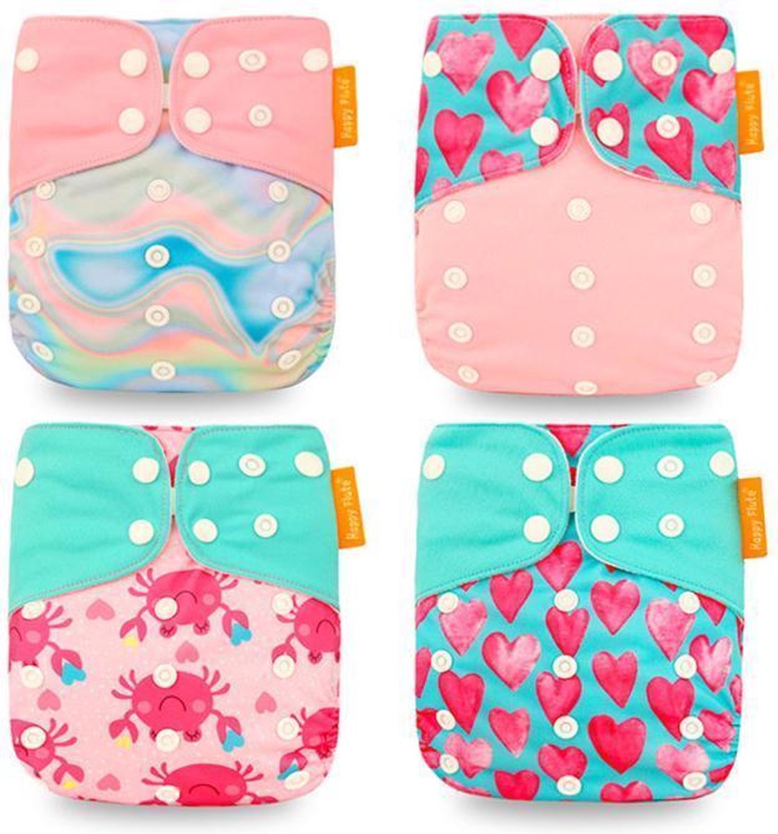 Pocketluier set - love | 4 stuks inclusief inleggers | wasbare luiers ...