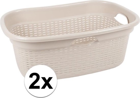 2x Beige kunststof wasmand 45 liter | bol