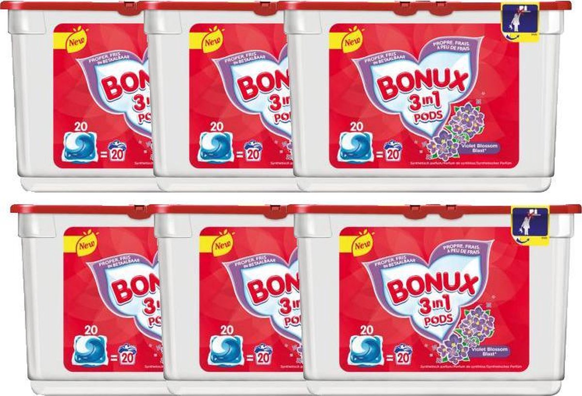 Bonux Active Fresh Wasmiddel 3-in-1 Active 6 x 20 tabs | bol
