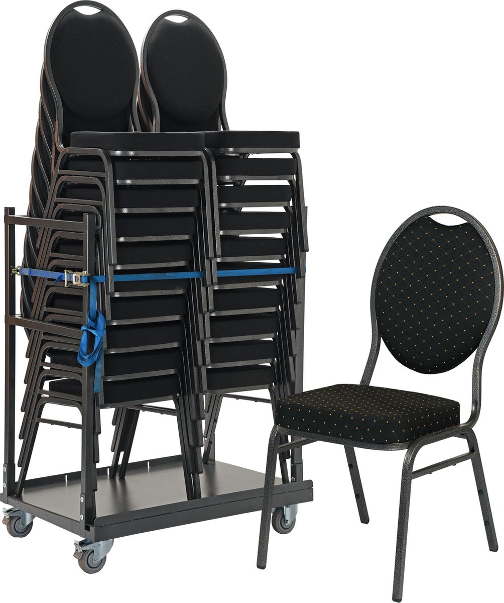 20x Stackchair Basic Pro - in transportkar - zwart/goud | bol