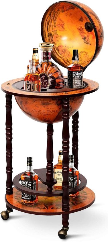 Globus Bar Barwagen Globusbar huisbar minibar wijnrek met wielen | bol