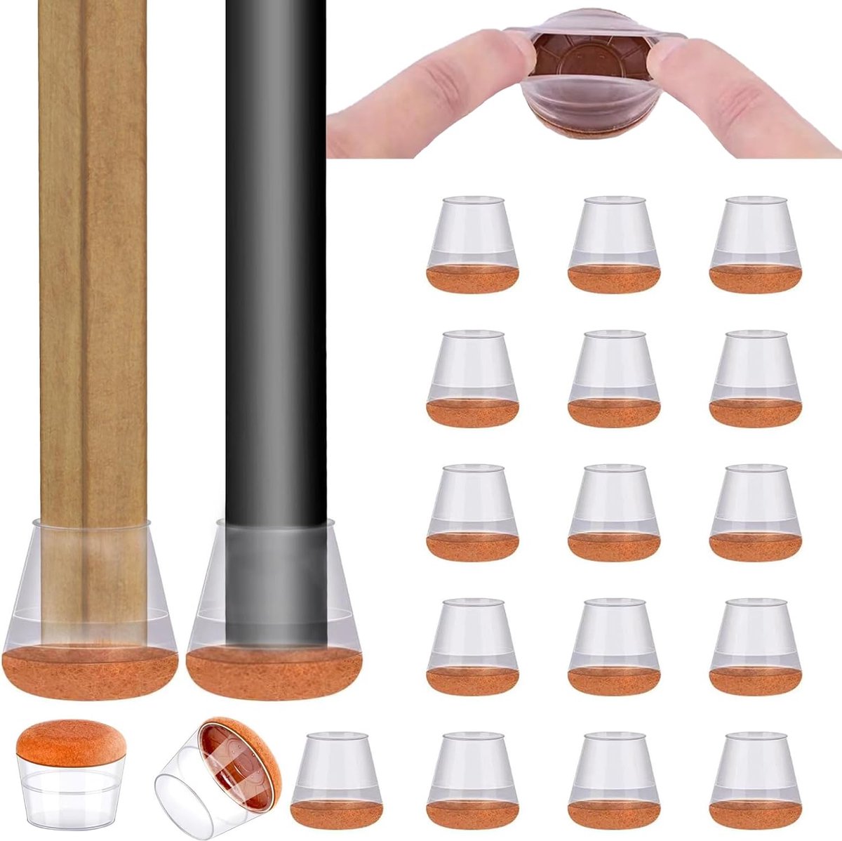 Stoelpootdoppen met vilt, Beschermende doppen voor stoelpoten, Ronde ...