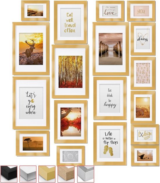 Set van 18 Fotolijsten Houten Picture Frames - 6x 10,5x15cm / 4x ...