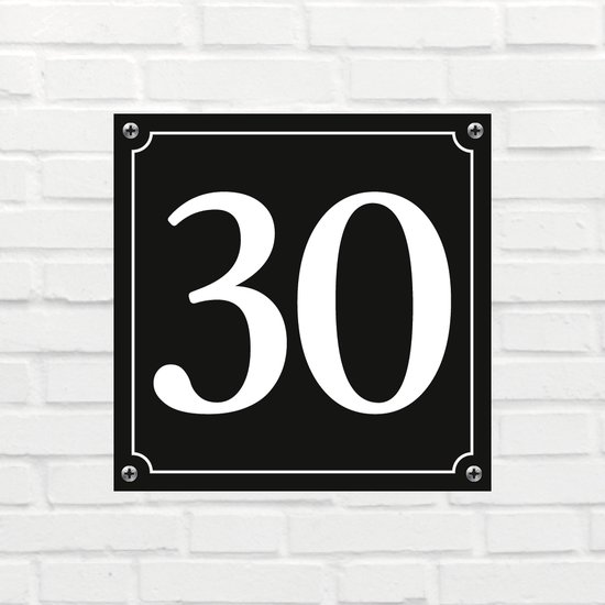 Huisnummerbord Klassiek - Nummer 30 - 14 x 11 cm - incl. bevestiging ...