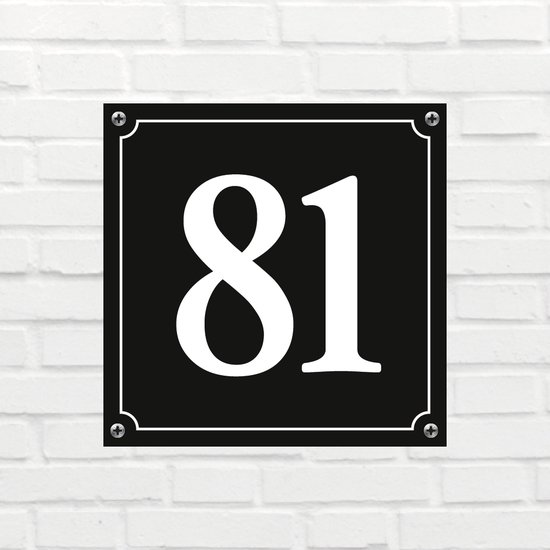 Huisnummerbord Klassiek - Nummer 81 - 14 x 11 cm - incl. bevestiging ...