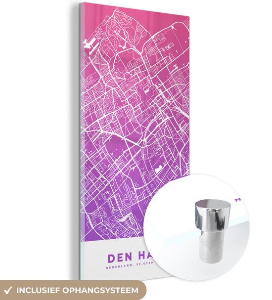 MuchoWow® Glasschilderij 60x120 cm - Schilderij acrylglas - Kaart - Den ...