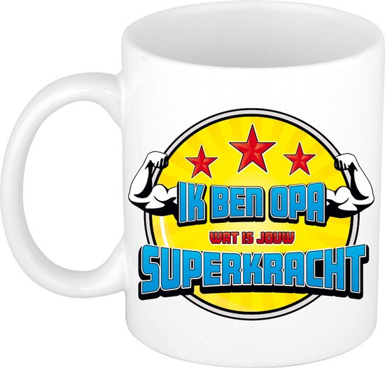 Bellatio Decorations Cadeau koffiemok voor een geweldige opa - geel - keramiek - 300 ml | bol