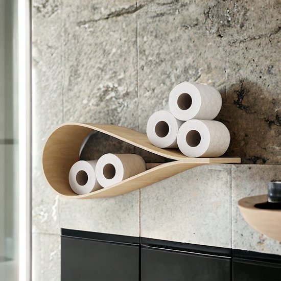 Toiletpapier houder plank wc rol muur mount hout zwevend rek voor ...