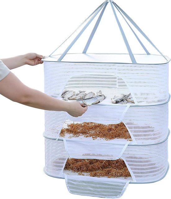 3-Layer Mesh Drying Rack, Foldable Hanging Drying Net, Drying Net Herbs ...