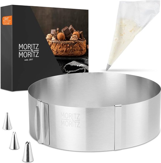 Round baking frame made of stainless steel, infinitely adjustable, Ø 16 ...