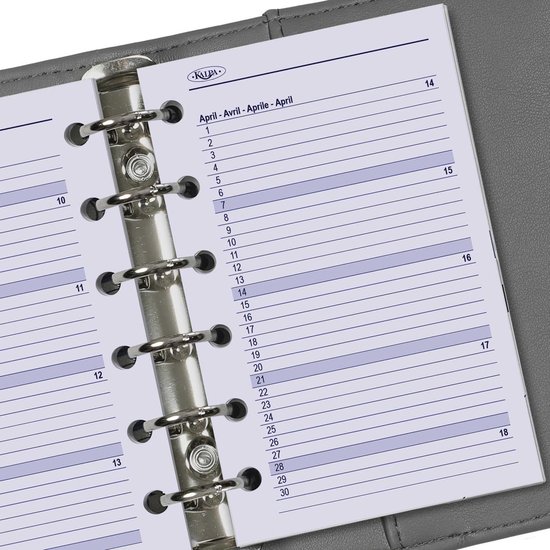 Kalpa 125 x 80 mm Pocket 6 Ring Binder Inleg 1 Week per 2 Paginas EN DE ...