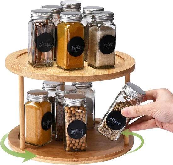 Kruidenrek Roterende houten draaitafel Kruidenorganizer Kast Keuken ...