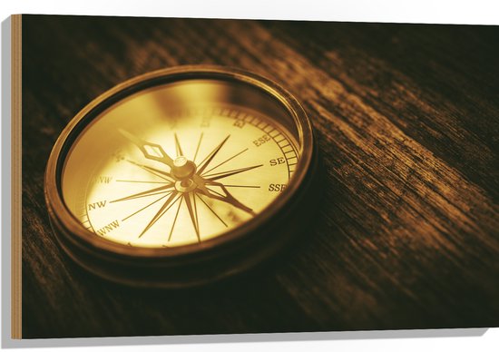 Hout - Kompas - Noord - Oost - Zuid - West - Goud - Hout - Wijzers ...