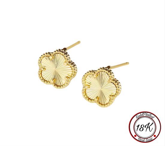 Soraro Klaver Oorbel | Goudkleurig | 18k Goldplated | Soraro Oorbel ...