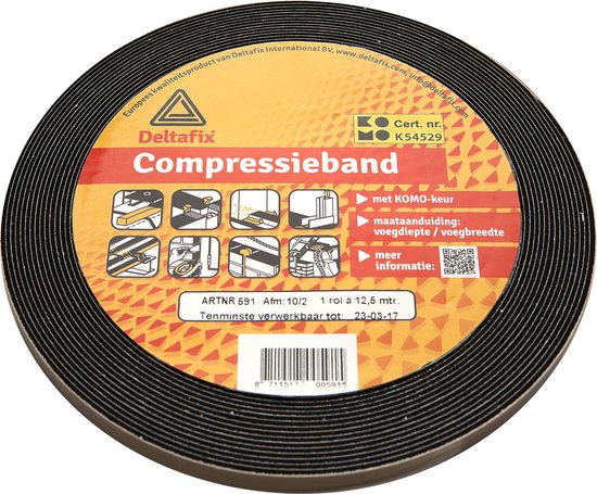 Deltafix compressieband zwart 8 m x 20/4 | bol